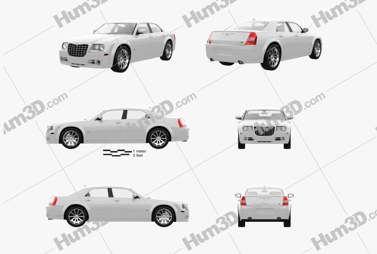 Chrysler 300C sedan 2010 Blueprint Template - 3DModels.org