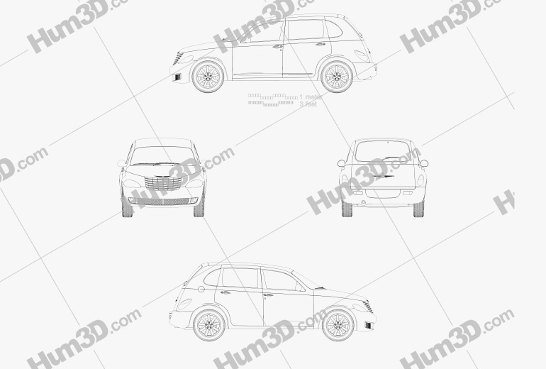 Chrysler PT Cruiser 2010 Blueprint - 3DModels.org