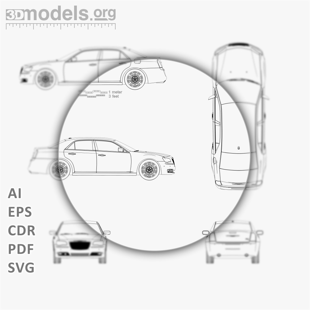 Chrysler 300 C Executive Series 2015 Vector Blueprint - 3DModels.org