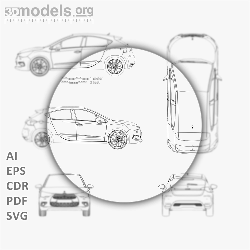 Citroen DS4 2012 Vector Blueprint - 3DModels.org