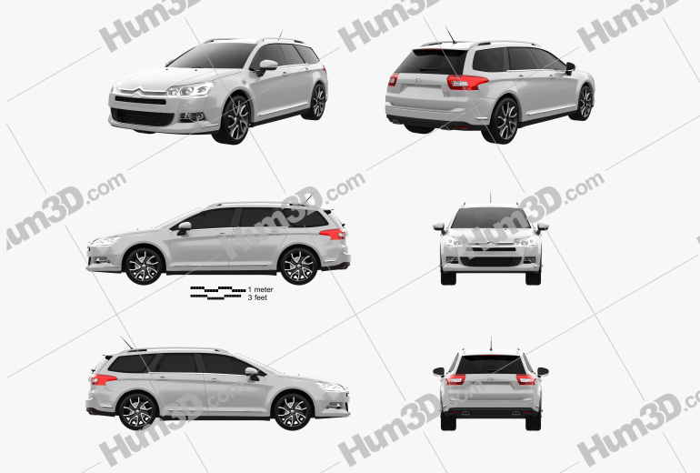Citroen C5 Tourer 2014 Blueprint Template - 3DModels.org