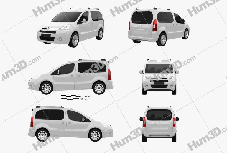 Citroen Berlingo Multispace 2014 Blueprint Template - 3DModels.org