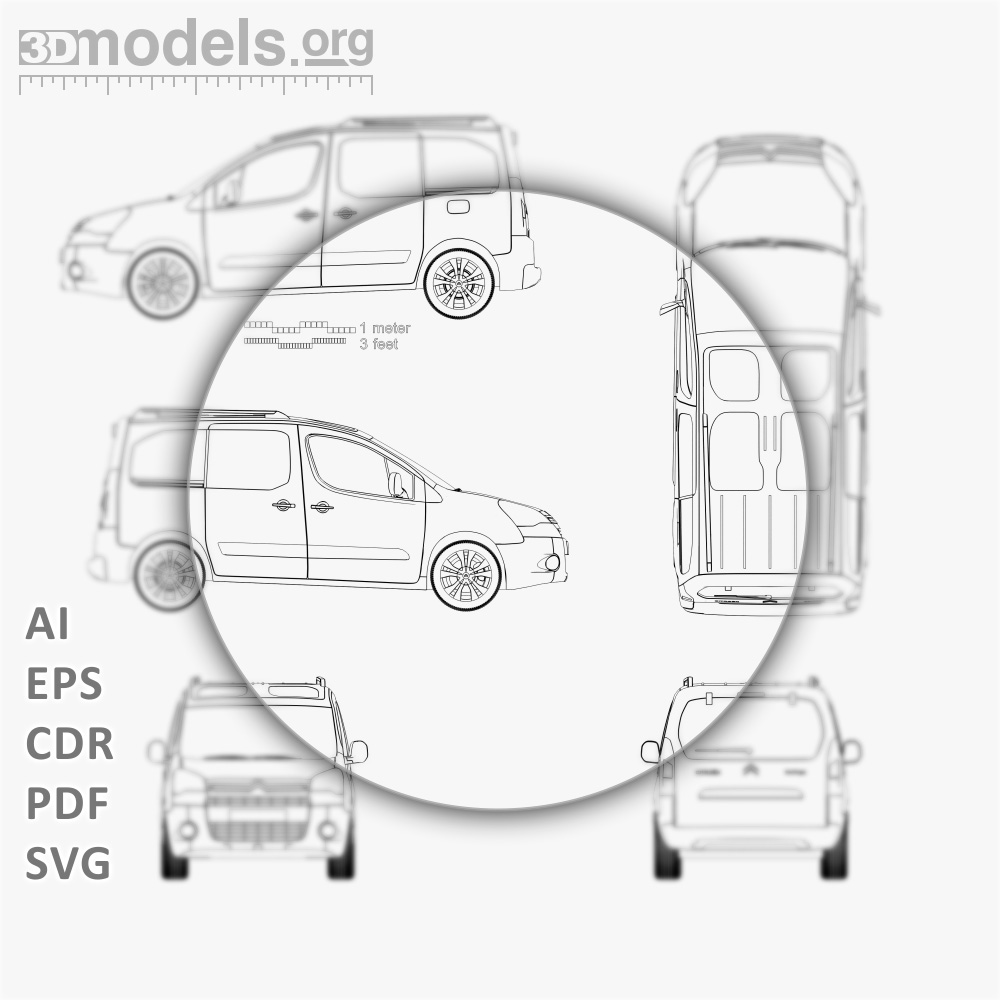Citroen Berlingo Multispace 2014 Vector Blueprint - 3DModels.org