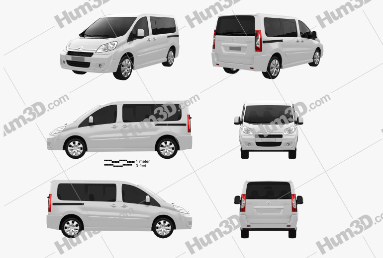 Citroen Jumpy Combi L1H1 2014 Blueprint Template - 3DModels.org