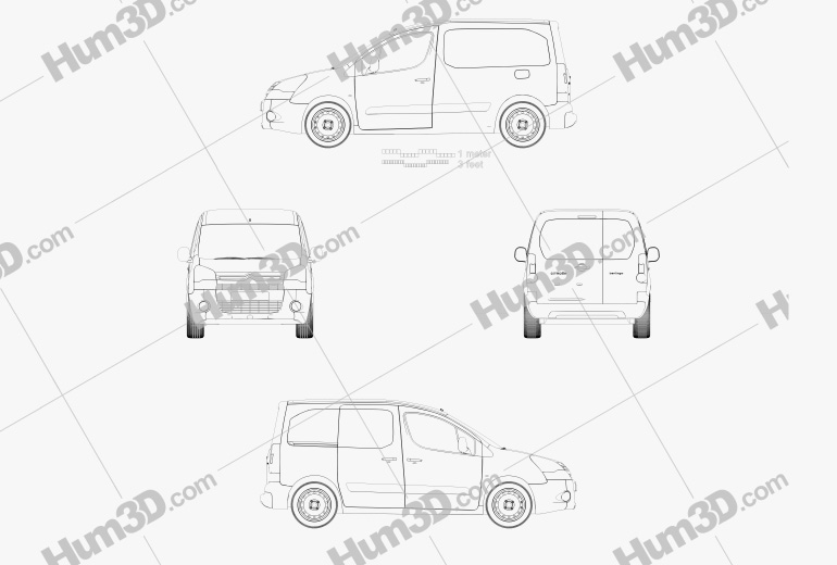 Citroen Berlingo Fourgon L1 2011 Plan - 3DModels.org