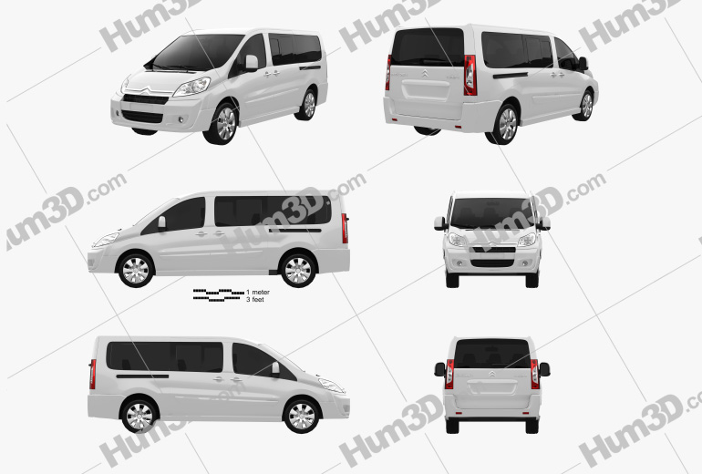 Citroen Jumpy Combi L2H1 2014 Blueprint Template - 3DModels.org