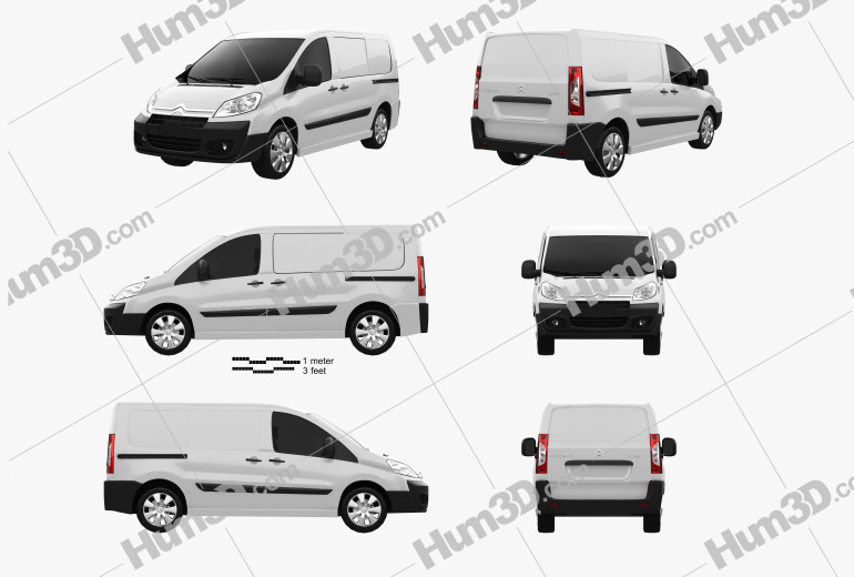 Citroen Jumpy Panel Van L1H1 2014 Blueprint Template - 3DModels.org