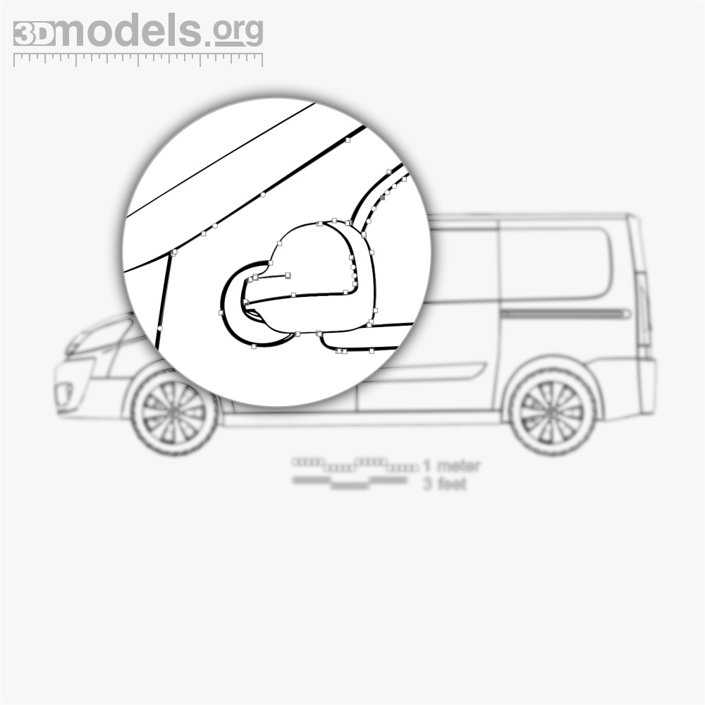 Citroen Jumpy Panel Van L1H1 2014 Vector Blueprint - 3DModels.org