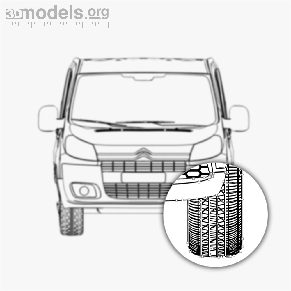 Citroen Jumpy Panel Van L1H1 2014 Vector Blueprint - 3DModels.org