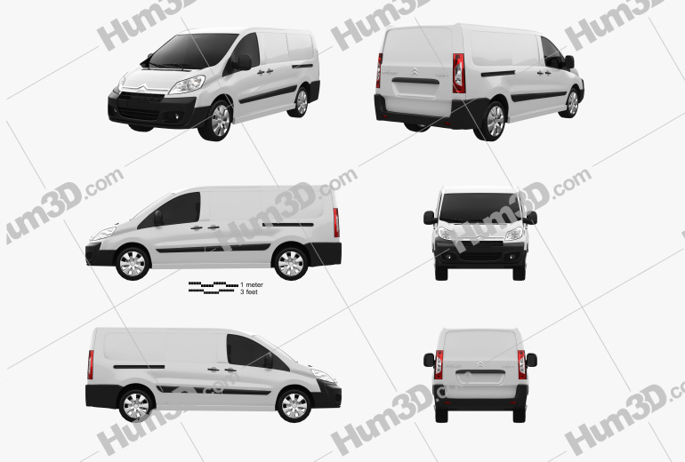 Citroen Jumpy Panel Van L2H1 2014 Blueprint Template - 3DModels.org