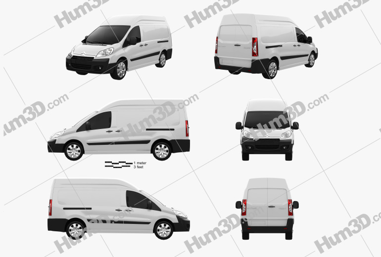Citroen Jumpy Panel Van L2H2 2014 Blueprint Template - 3DModels.org