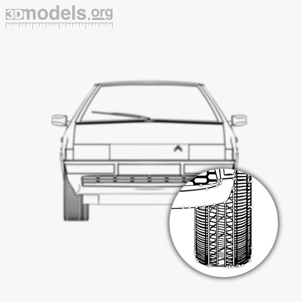Citroen BX 1994 Vector Blueprint - 3DModels.org