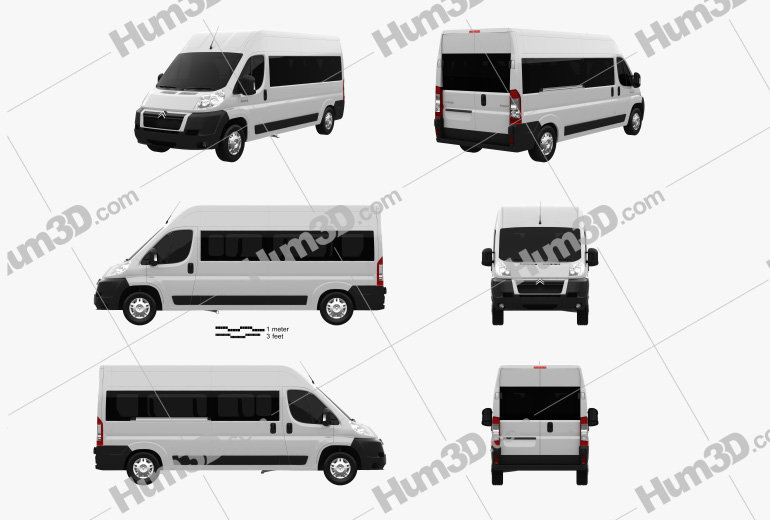 Citroen Jumper Passenger Van 2014 Blueprint Template - 3DModels.org