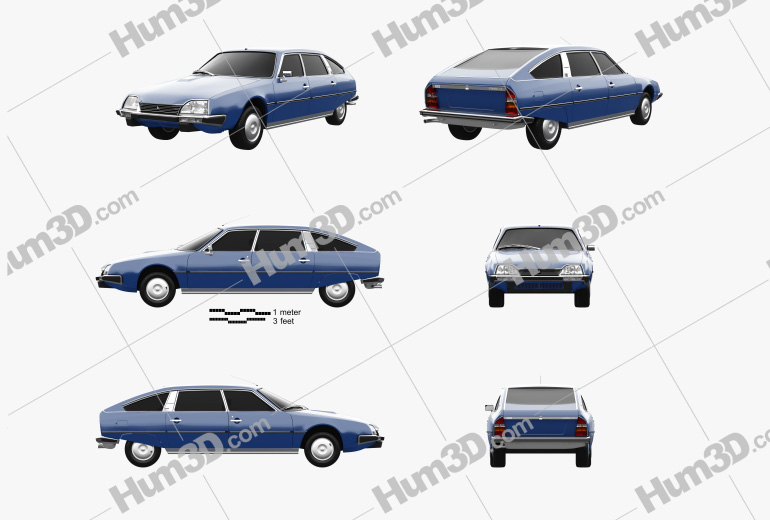 Citroen CX 1991 Blueprint Template - 3DModels.org