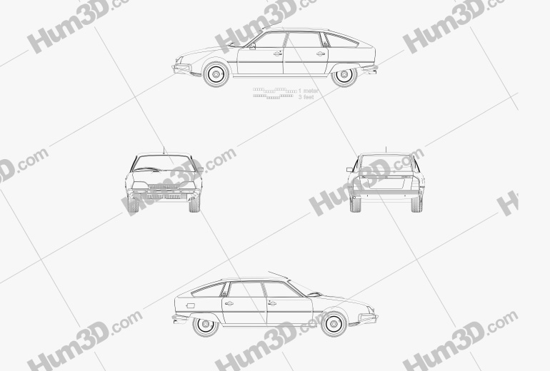 Citroen CX 1991 Blueprint - 3DModels.org