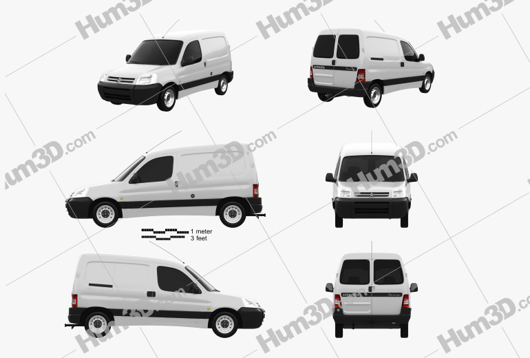 Citroen Berlingo Van 2013 Blueprint Template - 3DModels.org