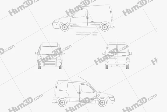 Citroen Berlingo blueprints Download in PNG - 3DModels.org