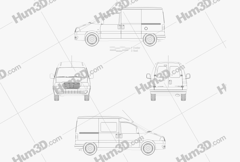 Citroen Jumpy Van 2004 Disegno Tecnico - 3DModels.org