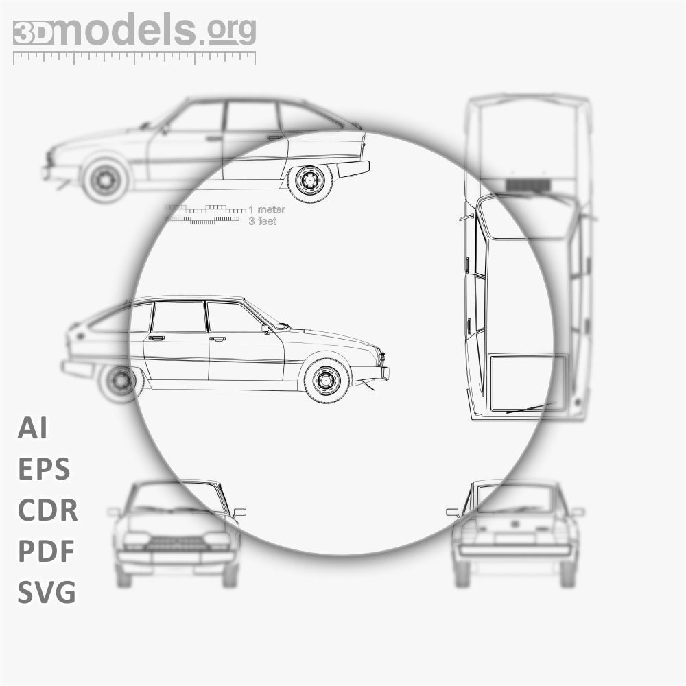 Citroen GSA 1979 Vector Blueprint - 3DModels.org