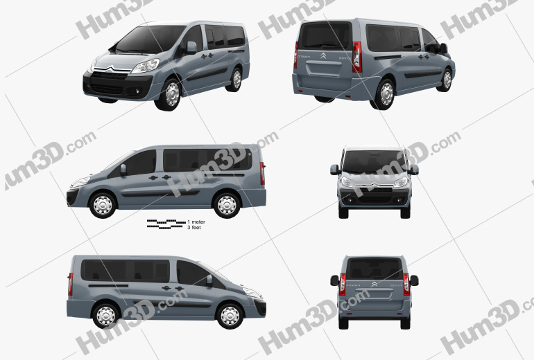 Citroen Dispatch Combi L2H1 2016 Blueprint Template - 3DModels.org