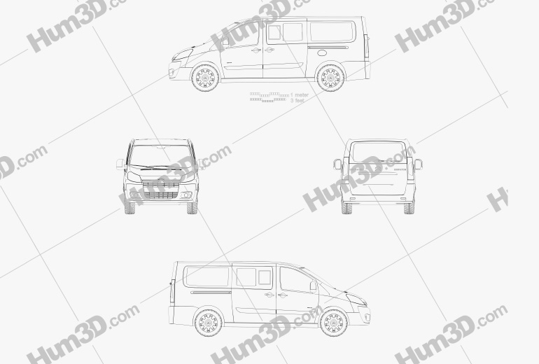 Citroen Dispatch Combi L2H1 2016 Blueprint - 3DModels.org
