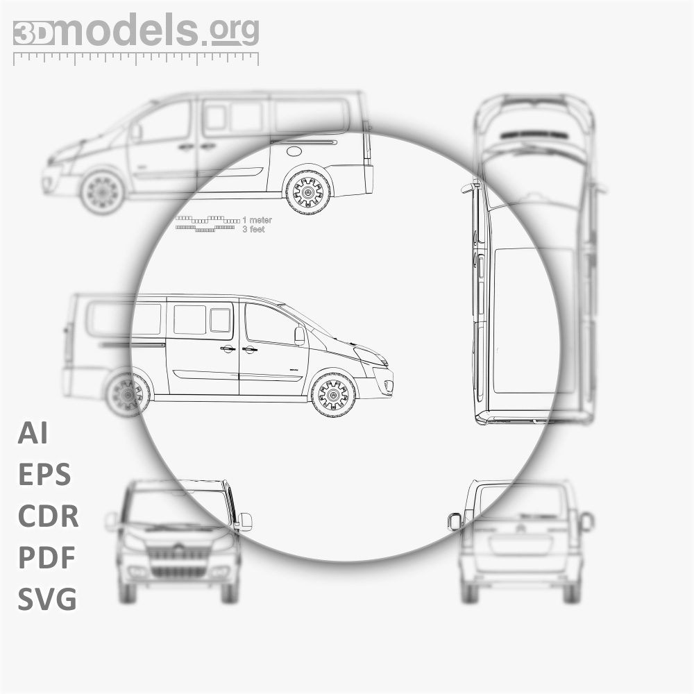 Citroen Dispatch Combi L2H1 2016 Vector Blueprint - 3DModels.org