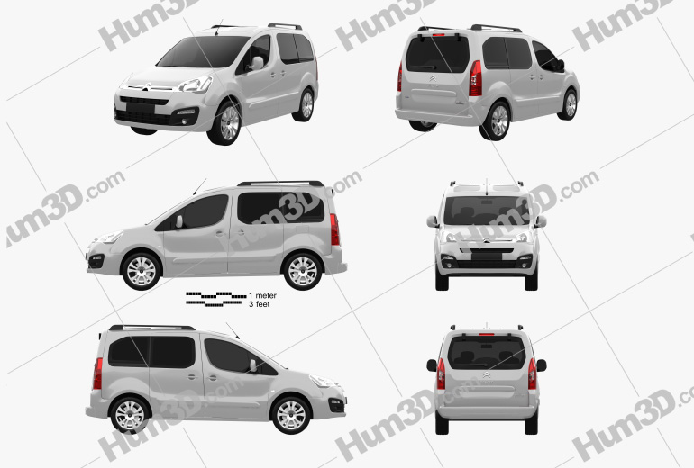 Citroen Berlingo blueprints Download in PNG - 3DModels.org