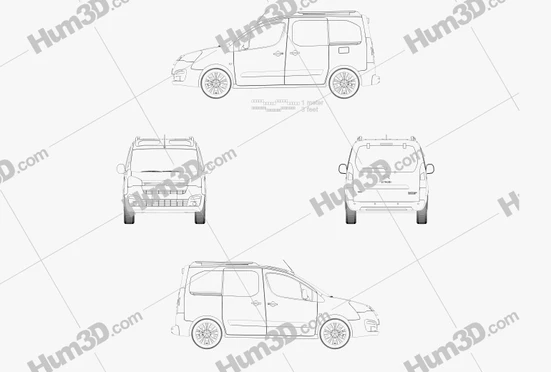 Citroen Berlingo blueprints Download in PNG - 3DModels.org