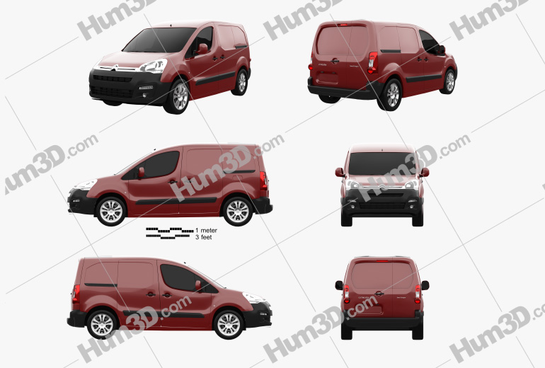 Citroen Berlingo Panel Van L1 2018 Blueprint Template - 3DModels.org