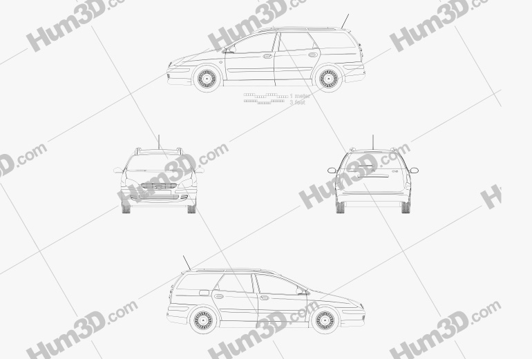 Citroen C5 break 2008 Blueprint - 3DModels.org