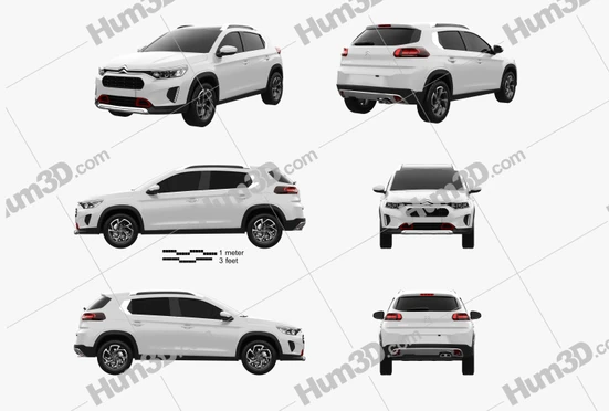 Citroen C3 blueprints Download in PNG - 3DModels.org