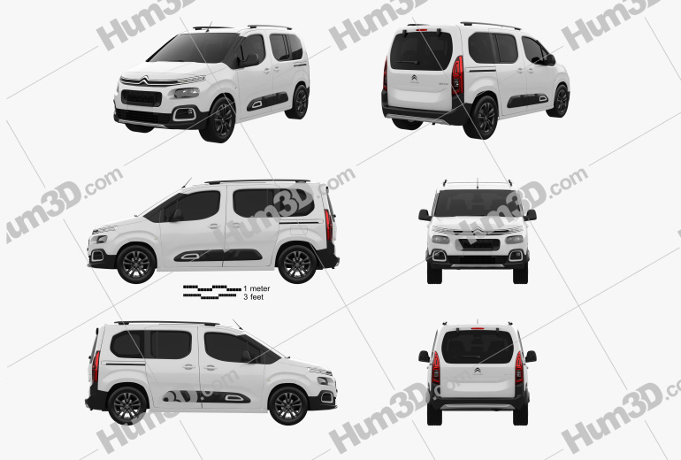 Citroen Berlingo 2021 Blueprint Template - 3DModels.org