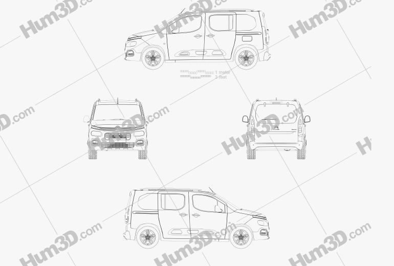 Citroen Berlingo 2021 Blueprint - 3DModels.org