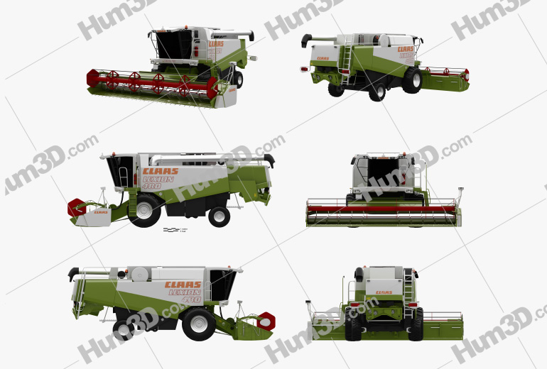 Claas Lexion 480 Combine Harvester 1996 Blueprint Template - 3DModels.org