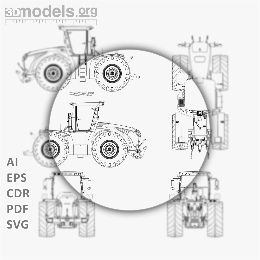 Claas Xerion 5000 Trac VC 2014 Vector Blueprint - 3DModels.org