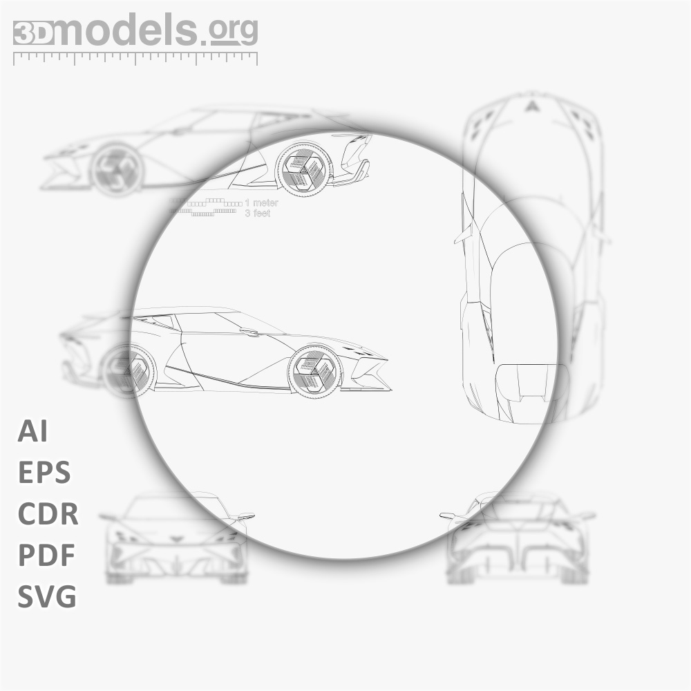 Cupra DarkRebel 2025 Vector Blueprint - 3DModels.org