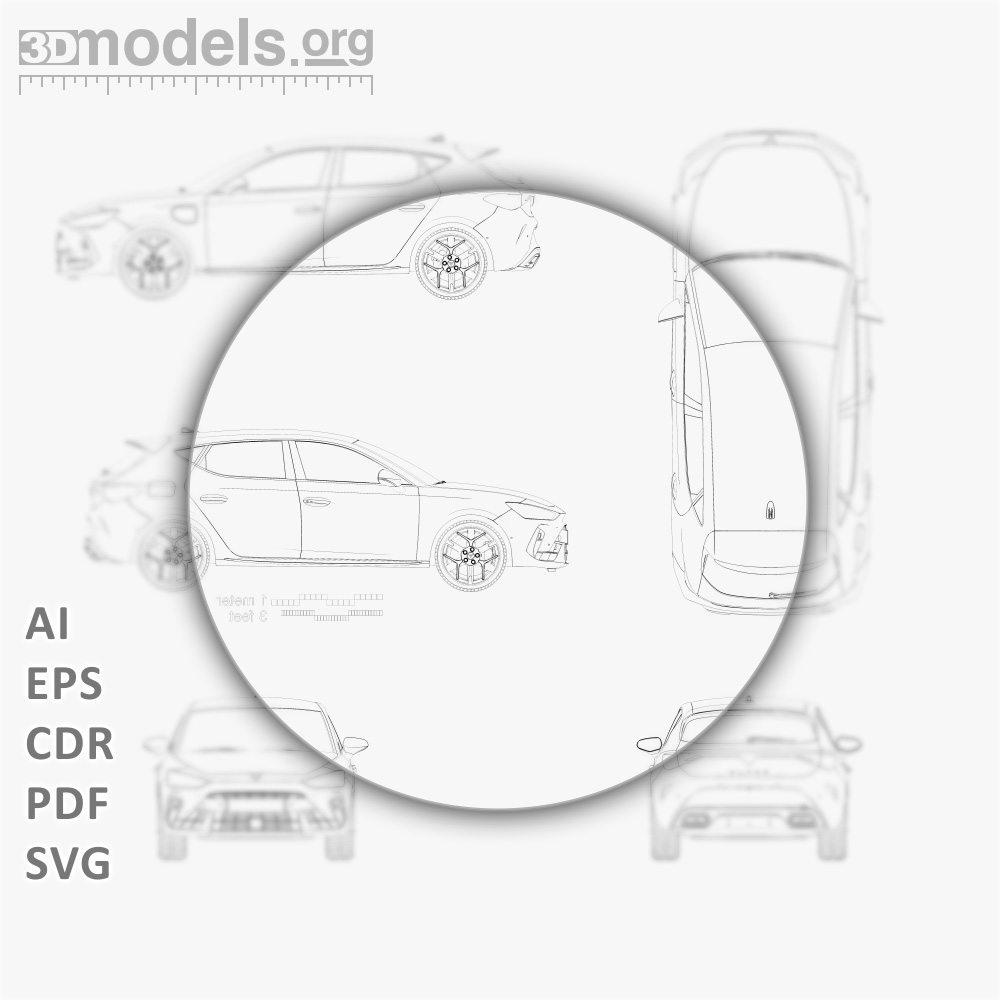 Cupra Leon hatchback eHybrid 2025 Vector Blueprint - 3DModels.org