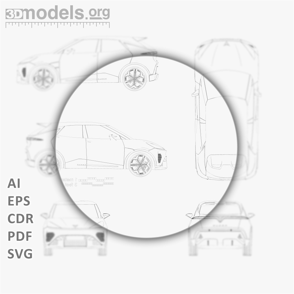 Cupra Raval 2025 Vector Blueprint - 3DModels.org