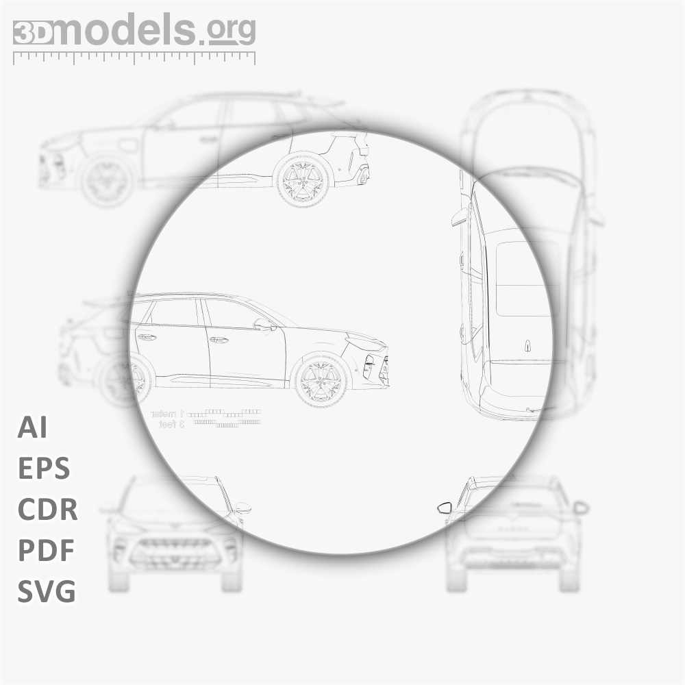 Cupra Terramar eHybrid Americas Cup 2025 Blueprint Vector - 3DModels.org
