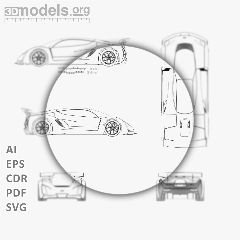 Czinger 21C 2023 Vector Blueprint - 3DModels.org