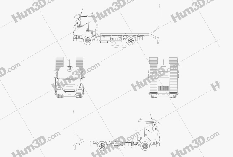 DAF LF Car Transporter 2014 Blueprint - 3DModels.org