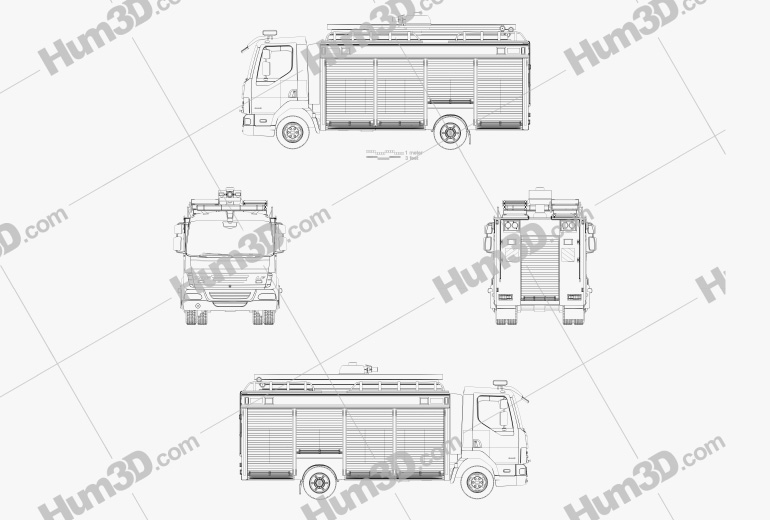 DAF LF Fire Truck 2014 Blueprint - 3DModels.org