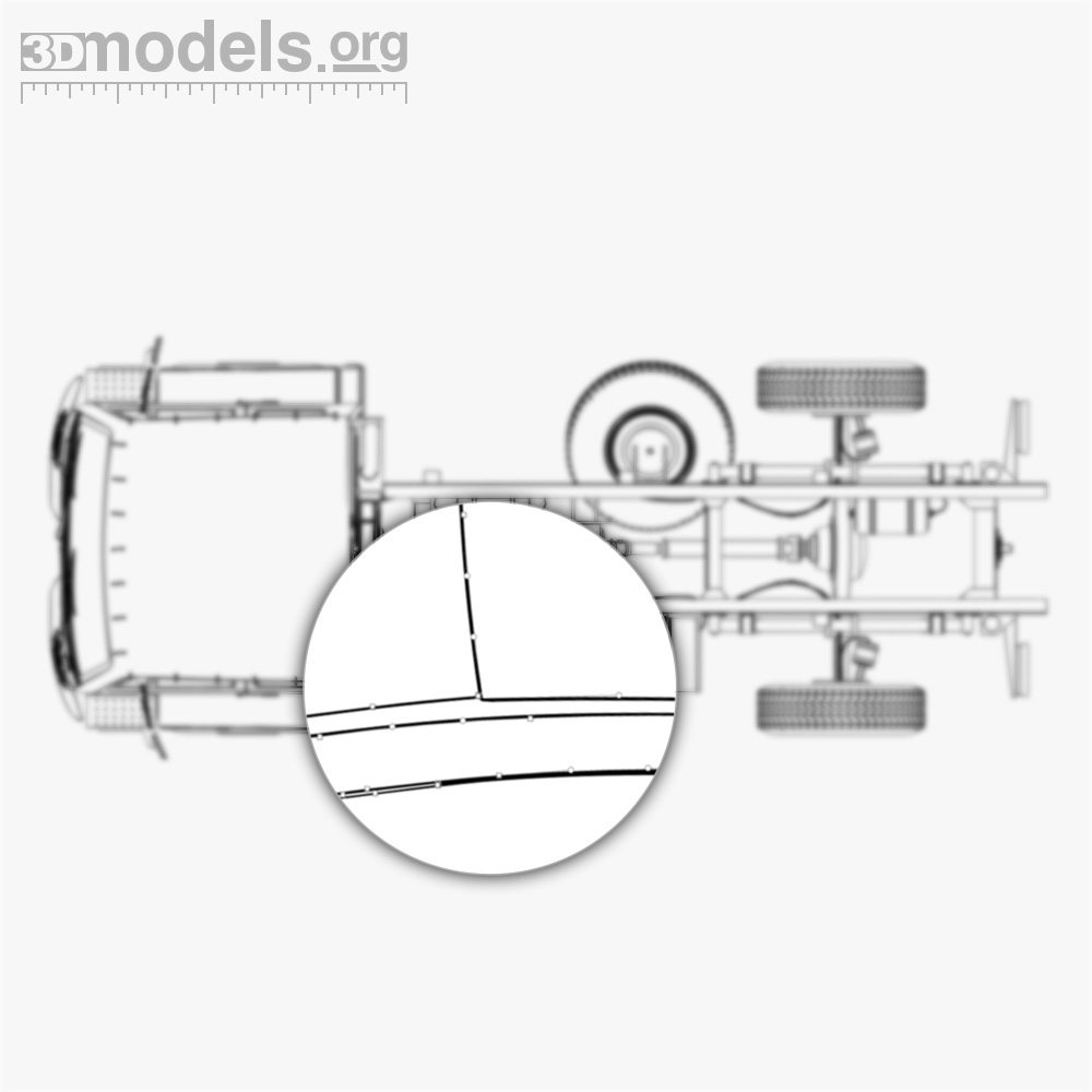 DAF Leyland T244 Chassis Truck 2025 Vector Blueprint - 3DModels.org
