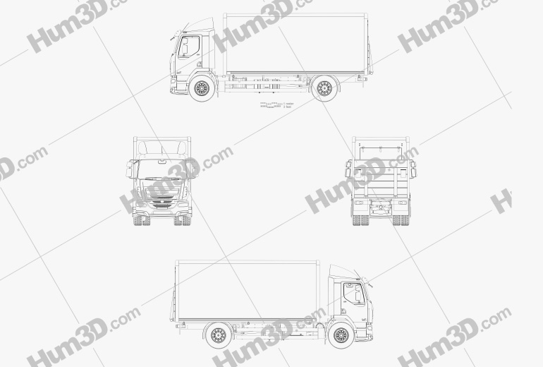 DAF LF Box Truck 2013 Disegno Tecnico - 3DModels.org