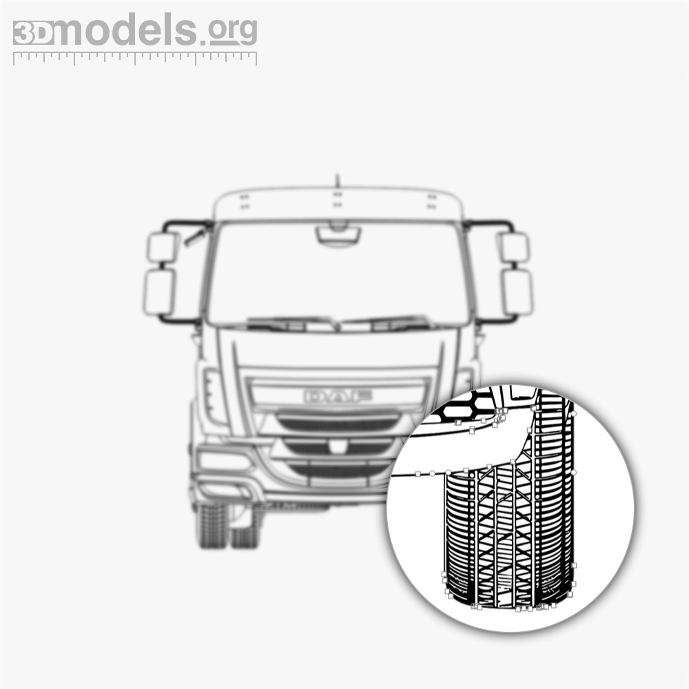 DAF LF Chassis Truck 2016 Vector Blueprint - 3DModels.org
