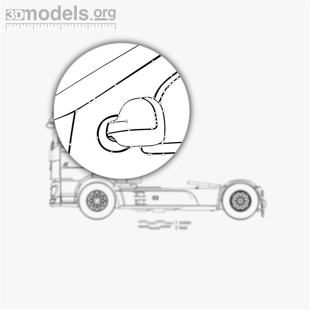 DAF XF Camión Tractor 2016 Plano Vectorial - 3DModels.org