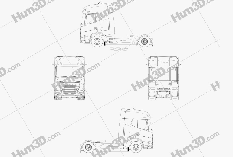 DAF XG Plus FTG Седельный тягач 2-х осный 2022 Чертеж - 3DModels.org