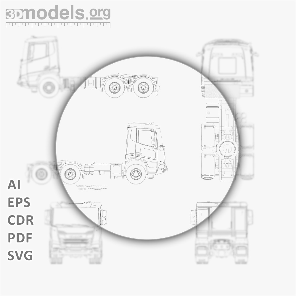 DAF XDC Tractor Truck 2025 Vector Blueprint - 3DModels.org