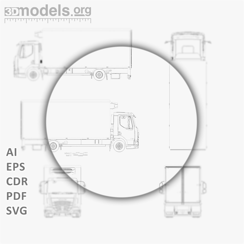 DAF XB Refrigerator Truck 2025 Vector Blueprint - 3DModels.org