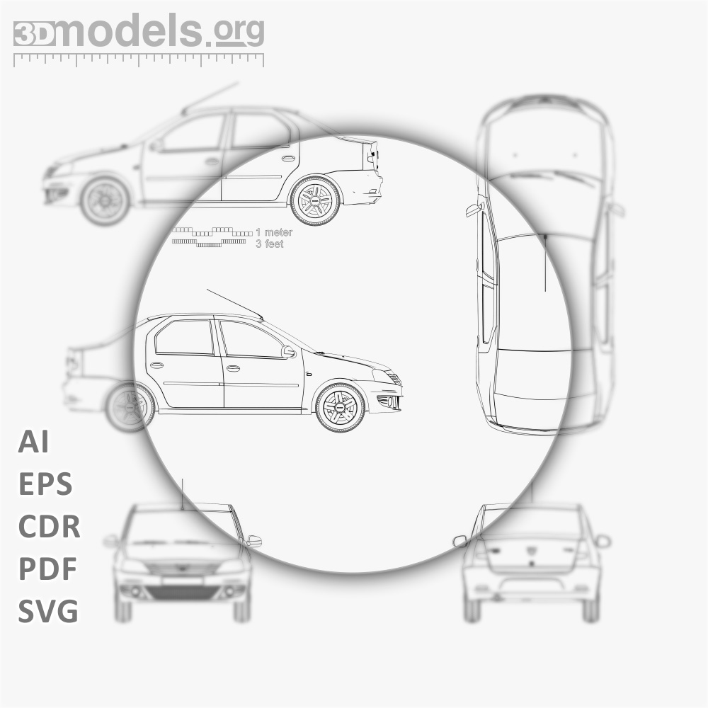 Dacia Logan 2010 Vector Blueprint - 3DModels.org
